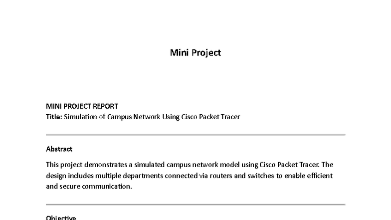 Mini Project Report: Campus Network Simulation with Cisco Packet Tracer ...