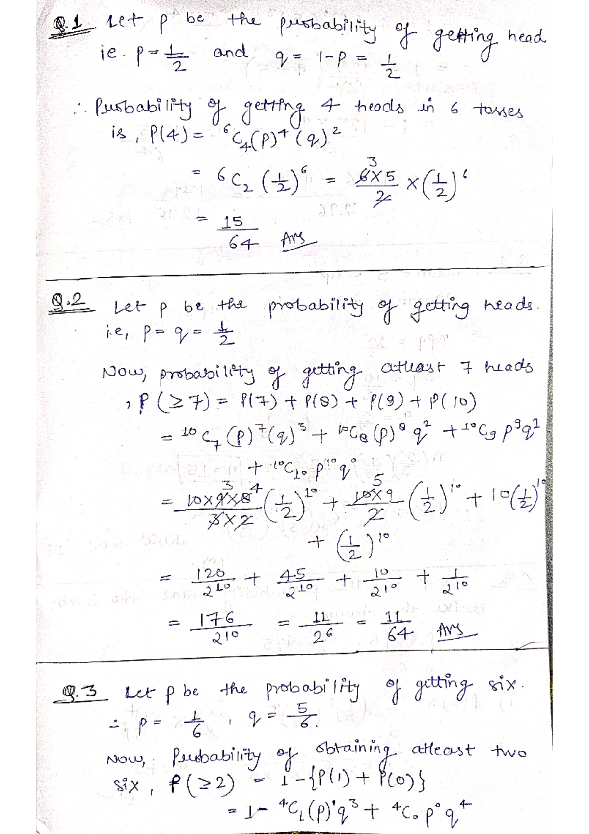 Probability Distribution - be Q Let P and the probability of getting head ie 2 2 Probability of ...