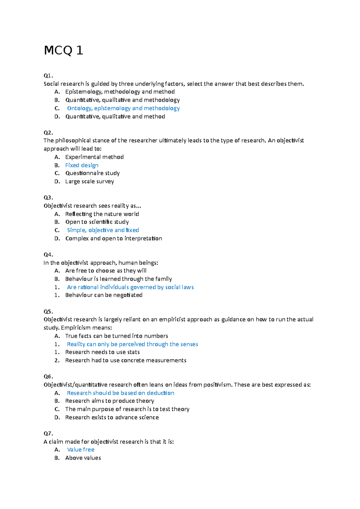 MCQs - Multiple Choice Questions and Answers - MCQ 1 Q1. Social ...