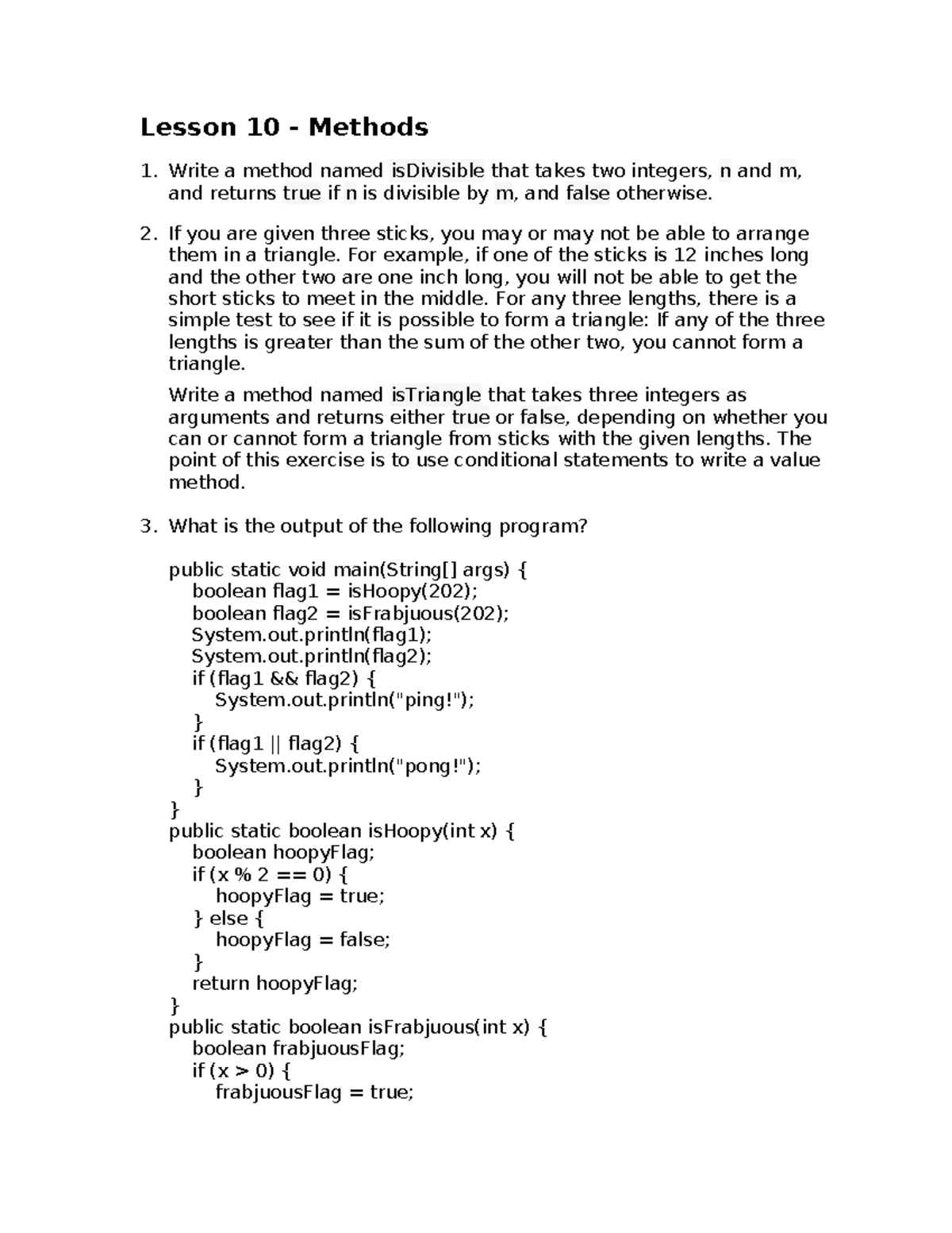 Lesson 10 - Methods: Divisibility and Triangle Formation - Studocu