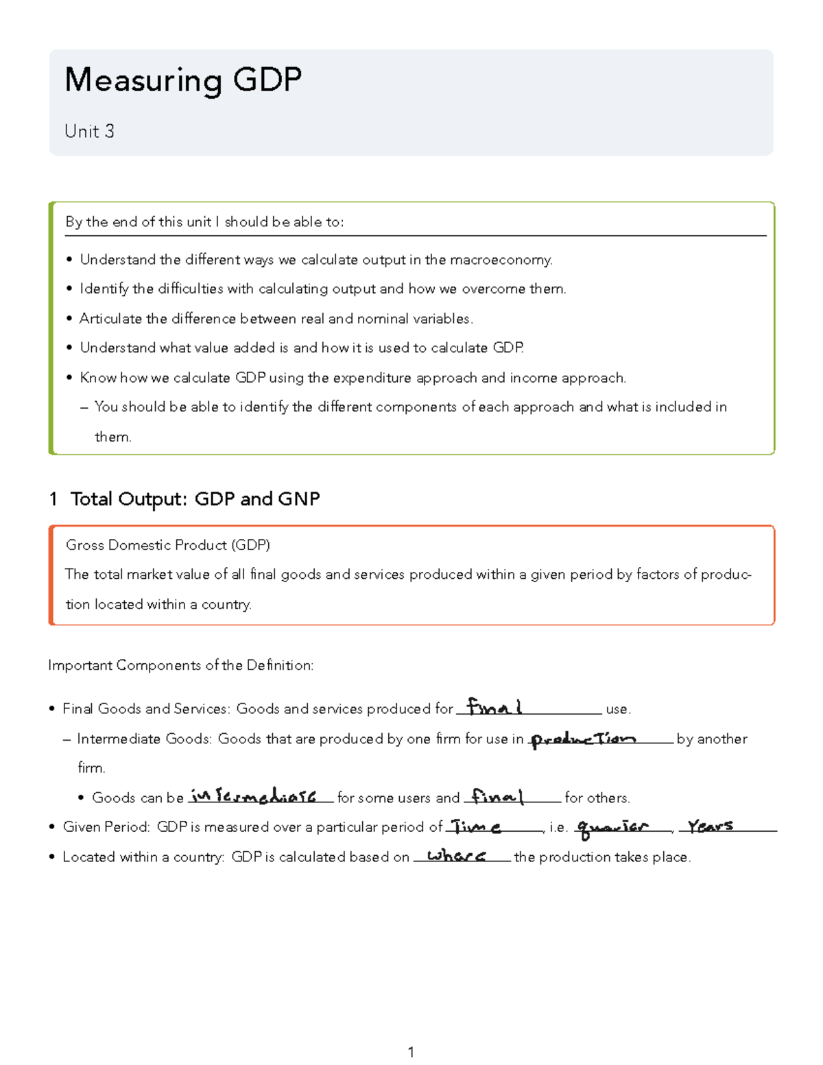 Measuring GDP and GNP: Understanding Economic Output Concepts (ECO 101) - Studocu
