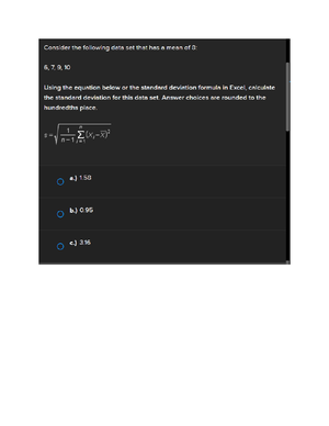 [Solved] Consider the following data set that has a mean of 8 6 7 9 10 - Applied Statistics ...