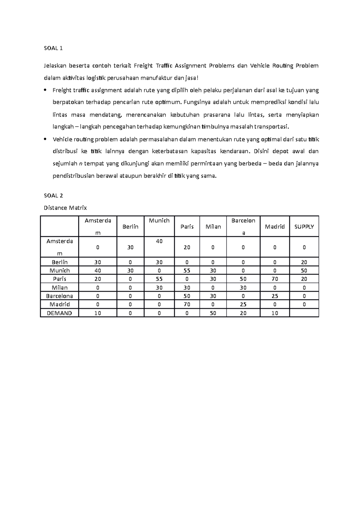 VRP - vehicle routing - SOAL 1 Jelaskan beserta contoh terkait Freight ...