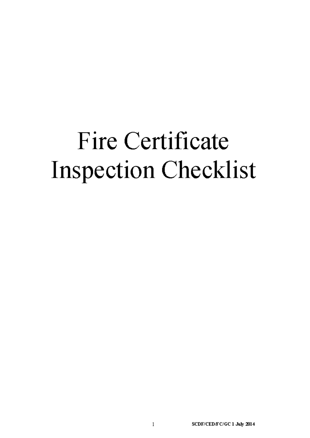 Checklist for Fire Protection Systems (CED FC ACS/AFAS/AFSS/DRS/ESCS ...