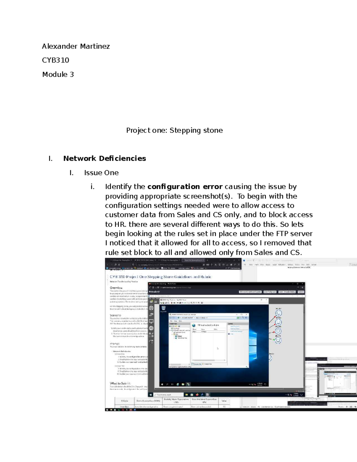 CYB310 Module 3 Project One: Network Configuration Issues and Solutions ...