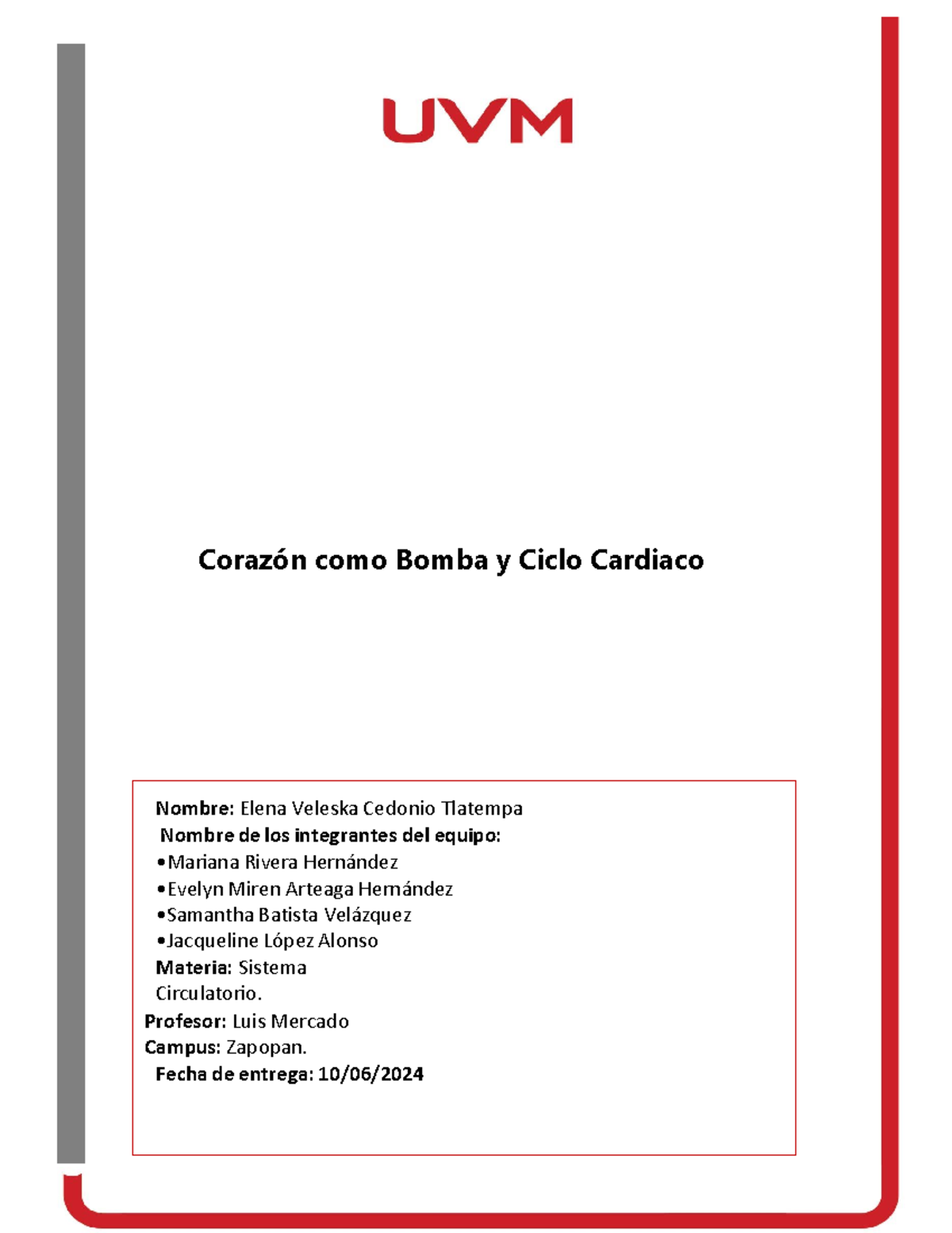 Corazón como Bomba y Ciclo Cardiaco en el Sistema Circulatorio - Studocu