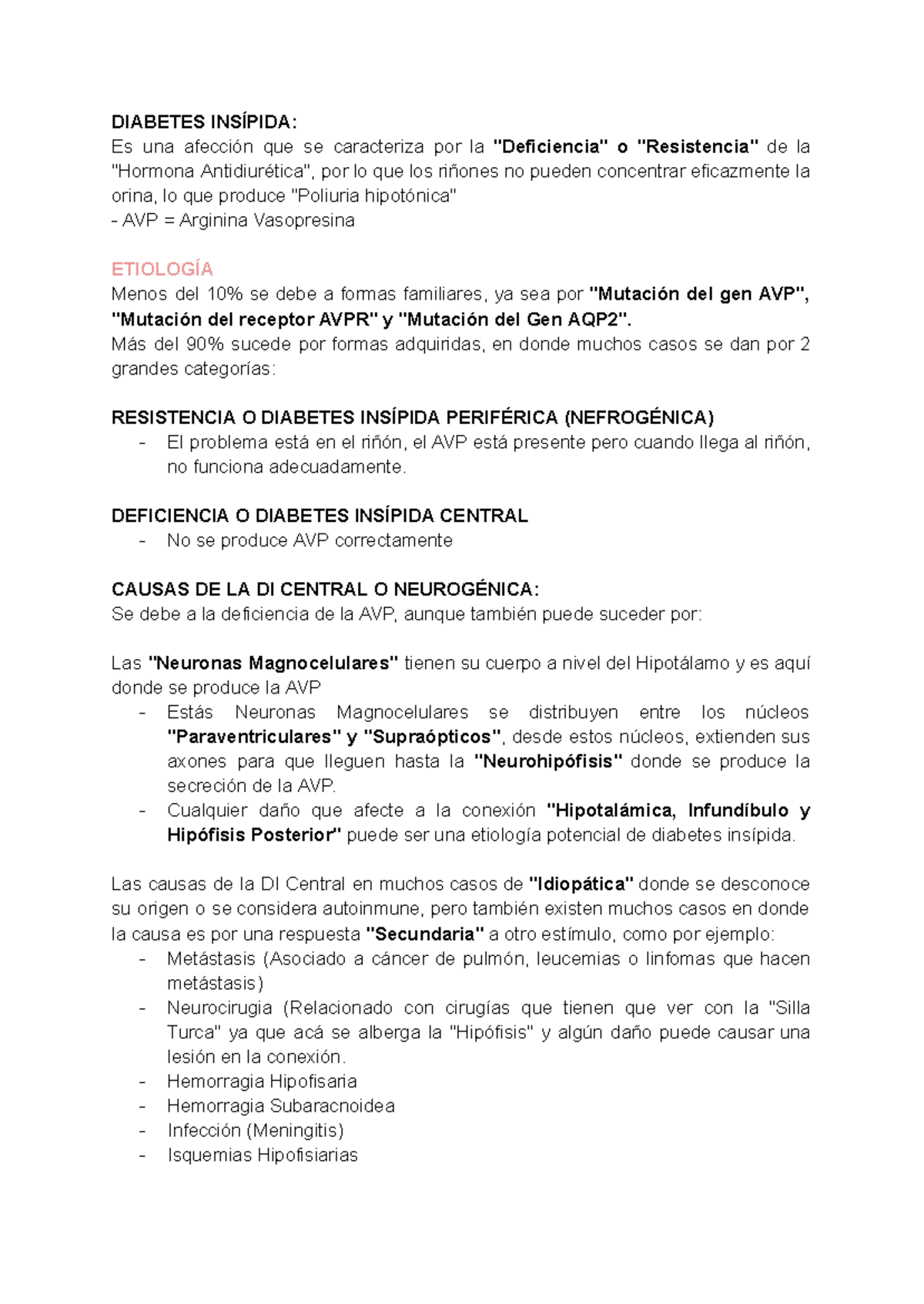 Diabetes Insípida: Etiología, Diagnóstico y Tratamiento - MNIBNIUBUV ...