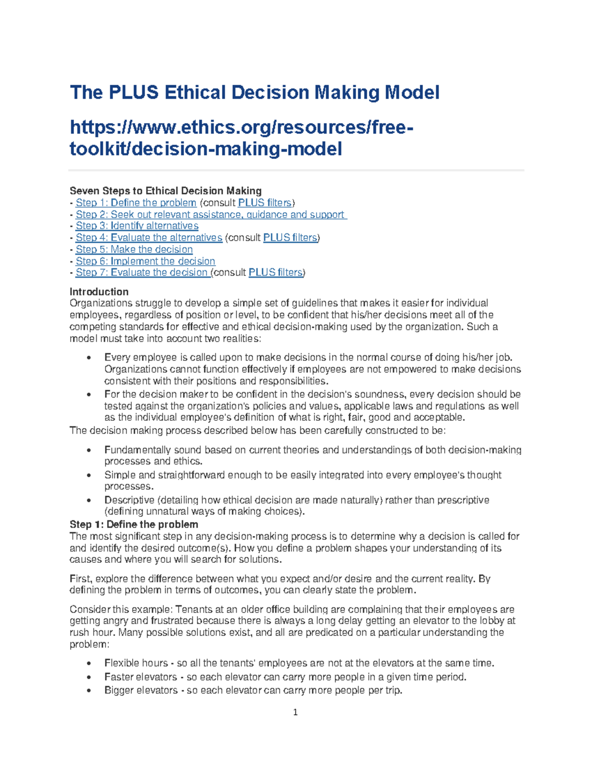 PLUS Ethical Decision Making Model: A 7-Step Guide - Studocu