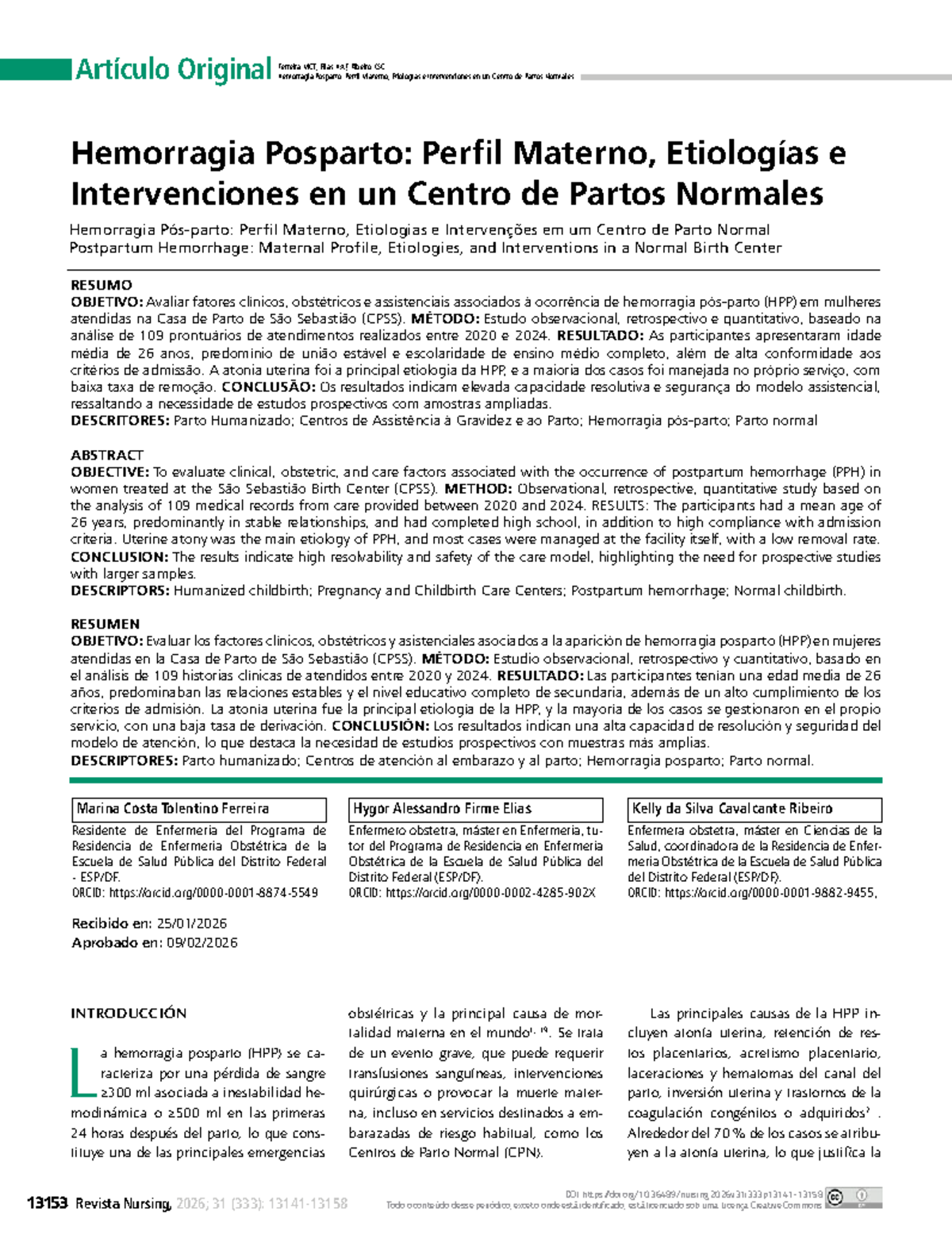 Hemorragia Posparto: Perfil Materno y Etiologías en CPN (2020-2024 ...