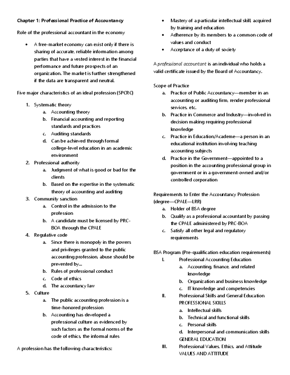 Professional Practice of Accountancy: An In-Depth Look (ACCT 101) - Studocu