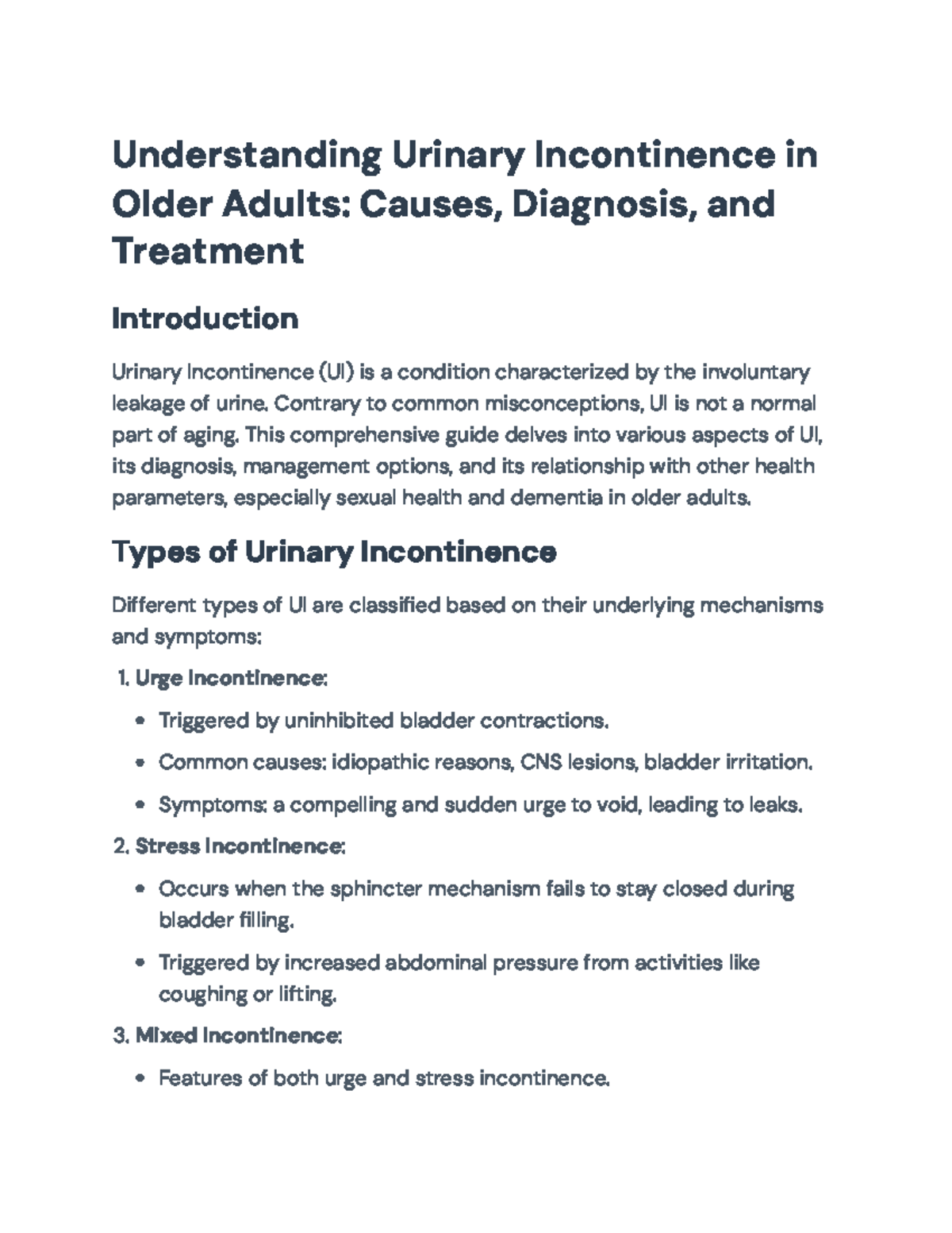 Understanding Urinary Incontinence in Older Adults: Causes & Management ...