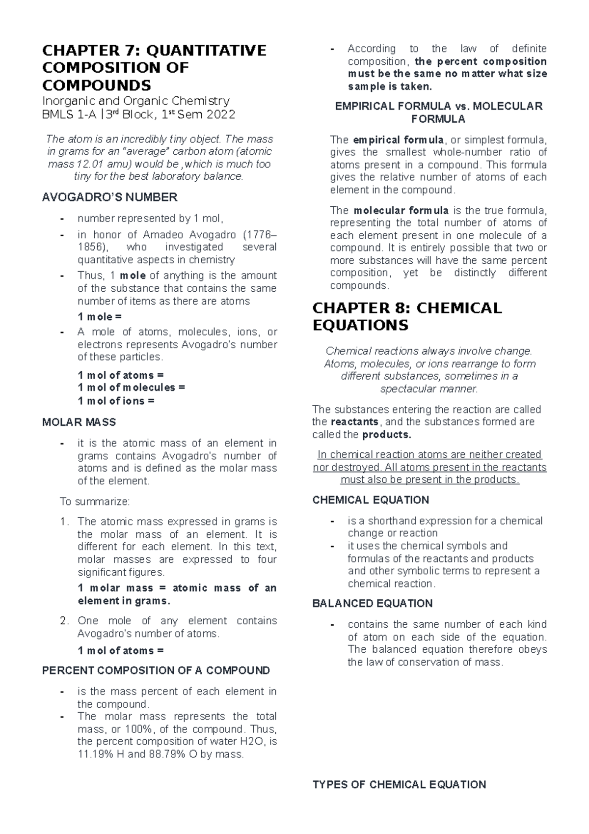 CHEM- Transes - Inorg and Org Chem notes 3rd block of 1st sem - CHAPTER ...