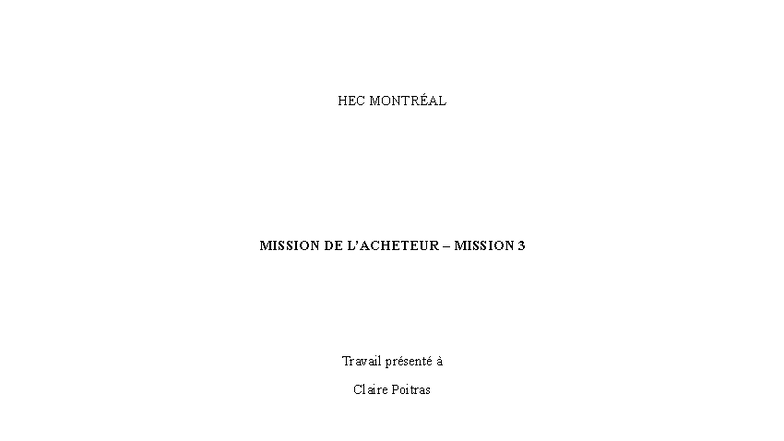 HEC MONTRÉAL - Mission 3: Gestion des Achats (OPER20503.A2025) - Studocu