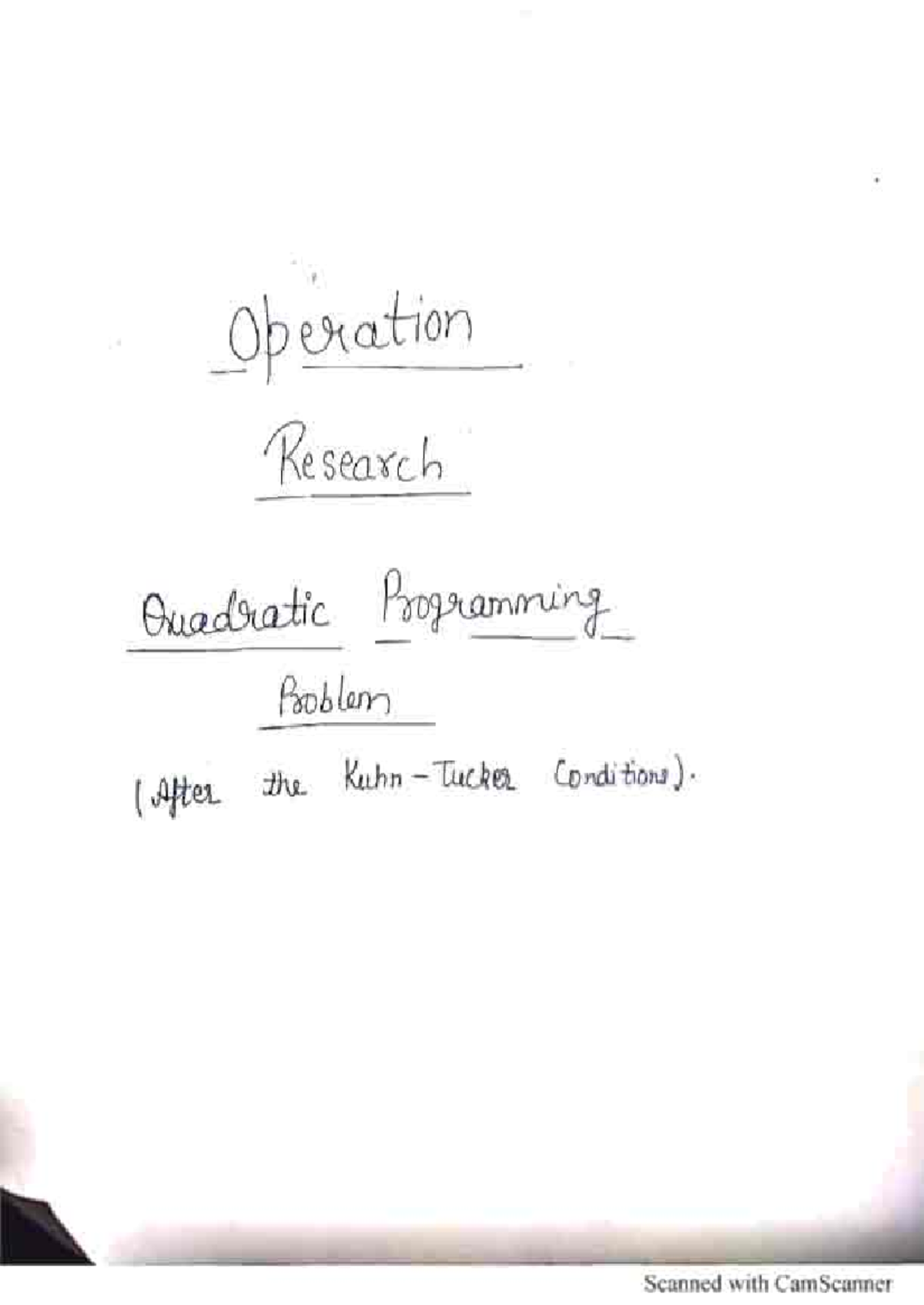 MSc Stats: Operations Research QPP Study Guide - Studocu