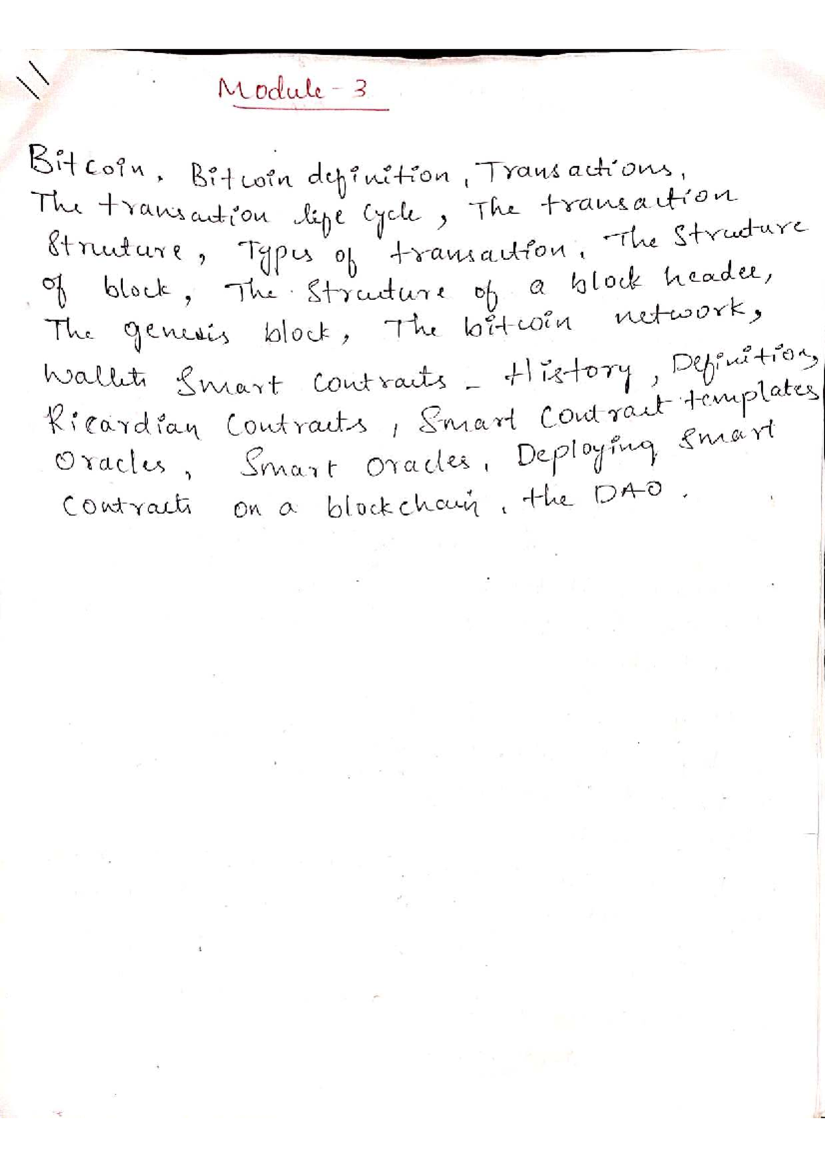 Module 3: Bitcoin Overview, Transactions, and Smart Contracts Notes ...