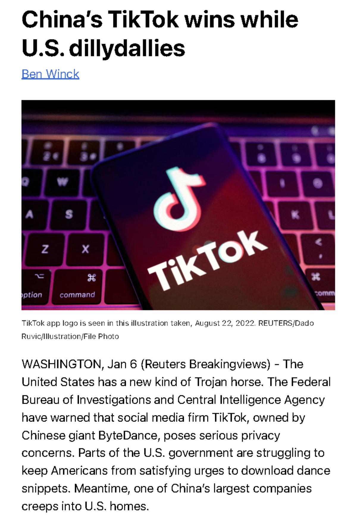 Analysis of TikTok's U.S. Challenges and Privacy Concerns - Reuters ...