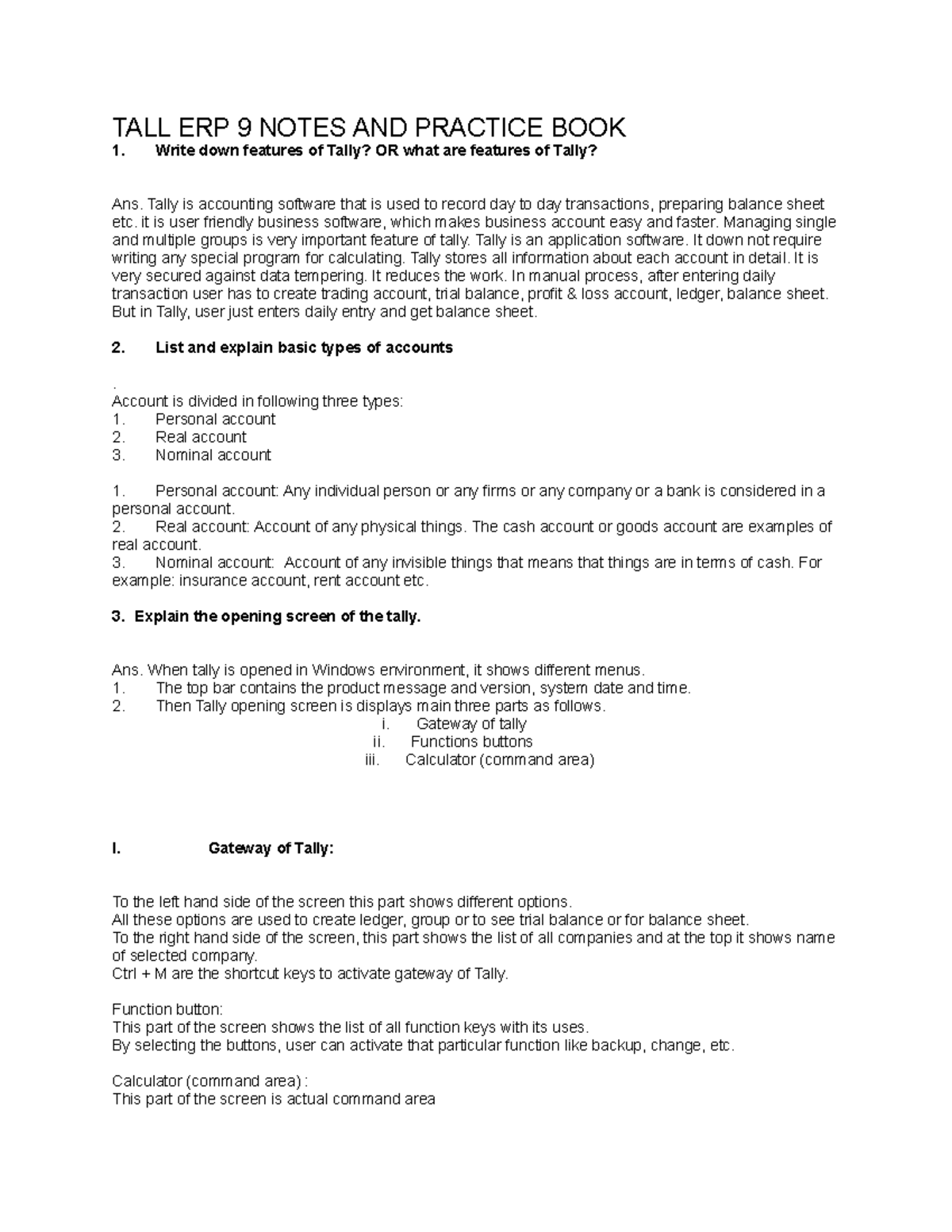 TALL ERP 9 Notes AND Practice BOOK - TALL ERP 9 NOTES AND PRACTICE BOOK ...