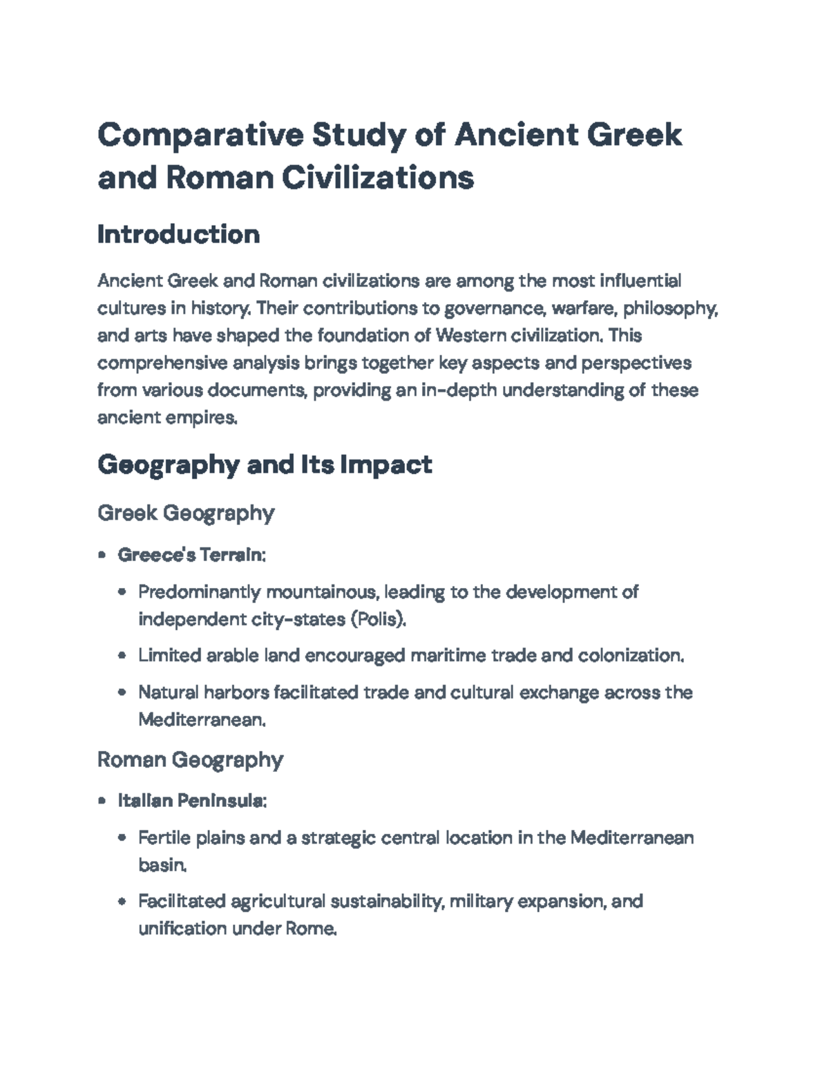 Comparative Study of Ancient Greek & Roman Civilizations: Key Aspects ...