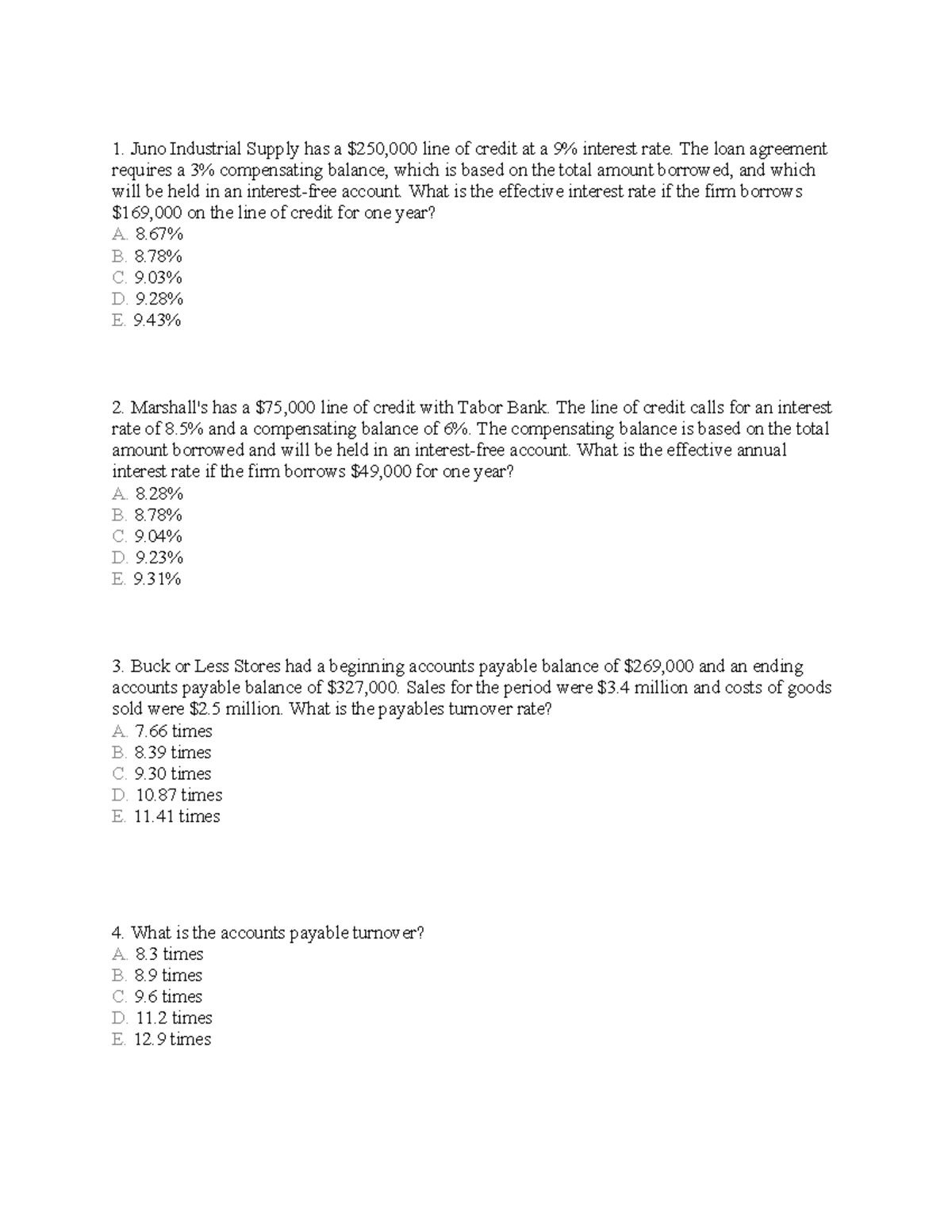 Corporate Finance 1: Comprehensive MCQs on Chapters 5, 18, 19 & 20 ...