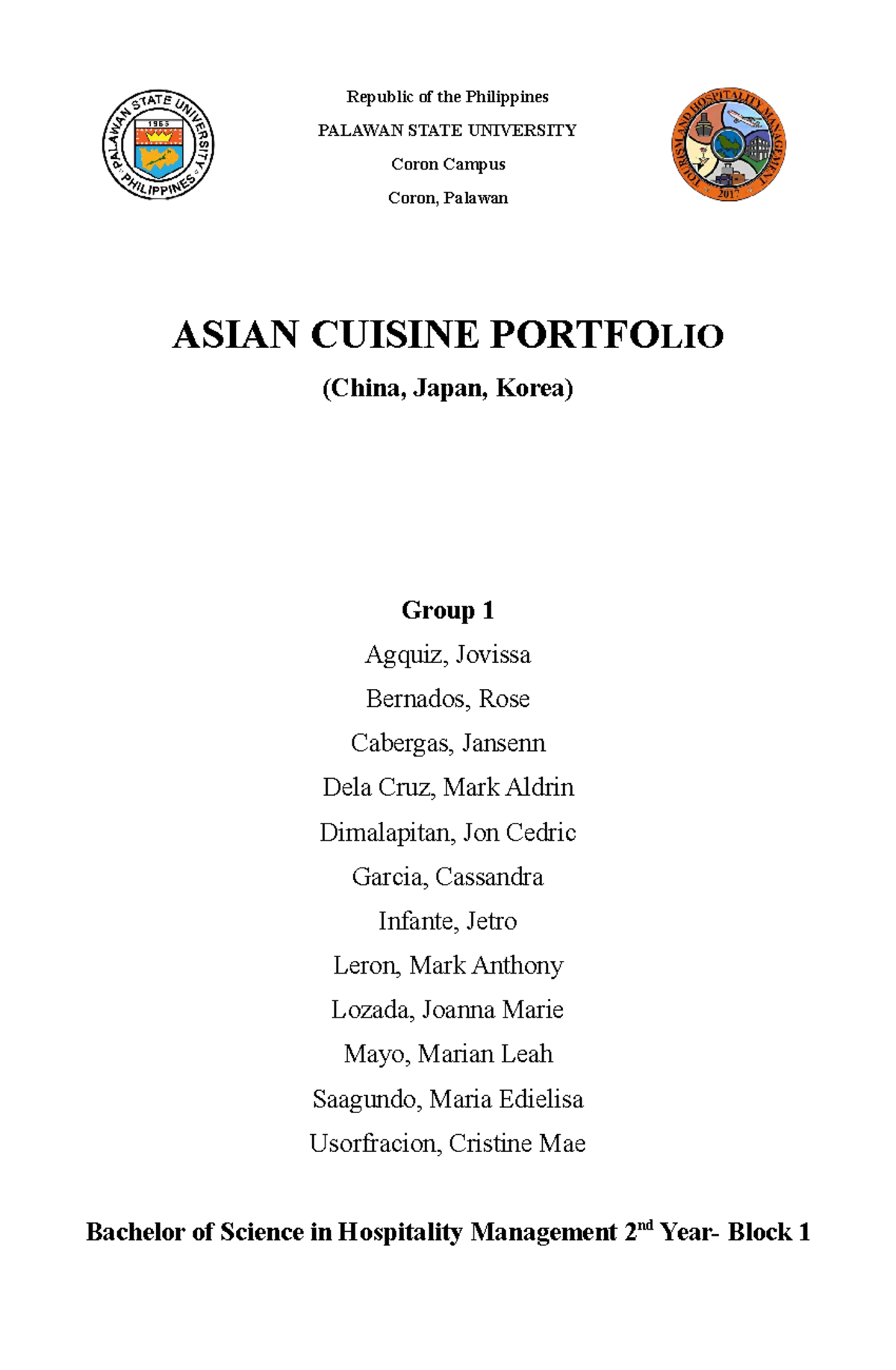 Asian Cuisine Portfolio: Group 1 - Chinese, Japanese & Korean Dishes ...