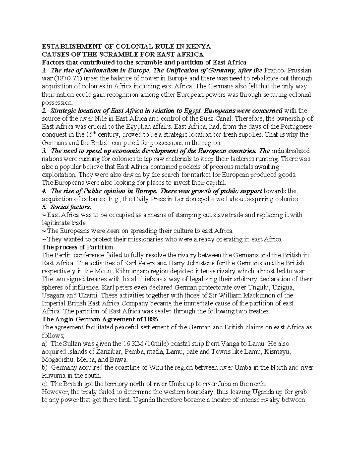 Colonial Rule in Kenya: A Study of Resistance and Settlement - Studocu