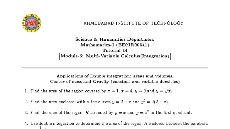 Calculus (Integration) Applications: Areas & Volumes - Tutorial 14 ...