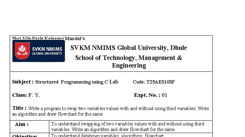 Exp1 writeup - Very good for you - Shri Vile Parle Kelavani Mandal’s ...