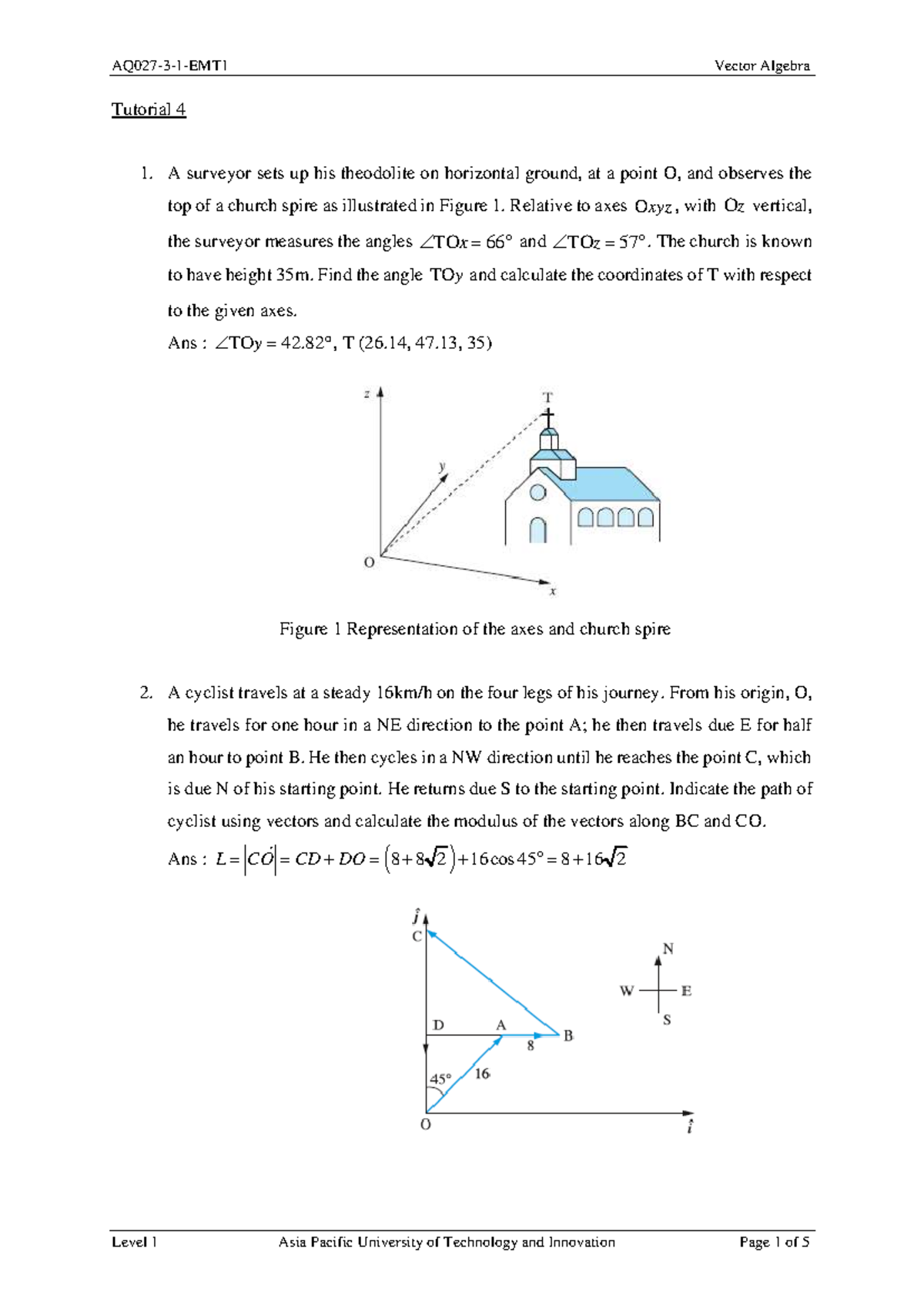 T3 Vector Algebra - Tutorial for EMT 1: Comprehensive Guide - Studocu