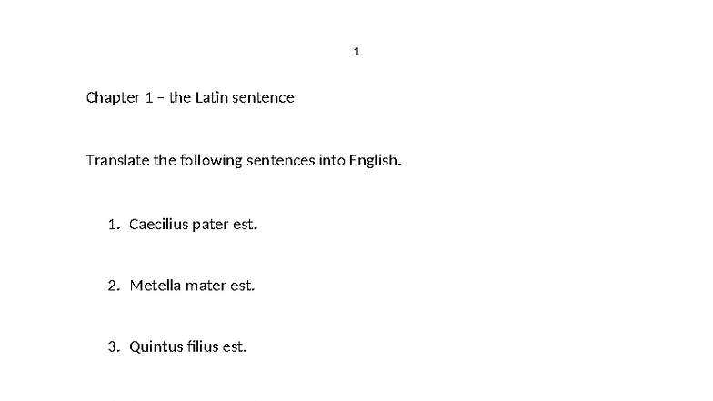 1st Year Latin: Chapter 1-6 Sentence Translations - Studocu