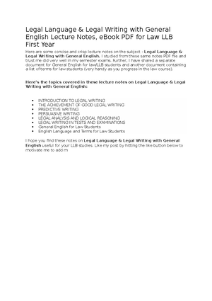 Legal Language Notes - Q1 What are the main characteristics of legal ...