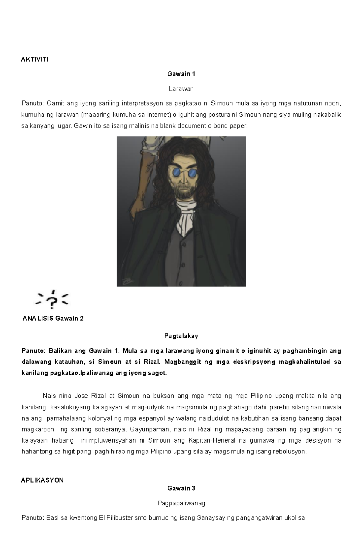 Interpretasyon at Paghahambing ng Tauhan ni Simoun sa El Filibusterismo ...