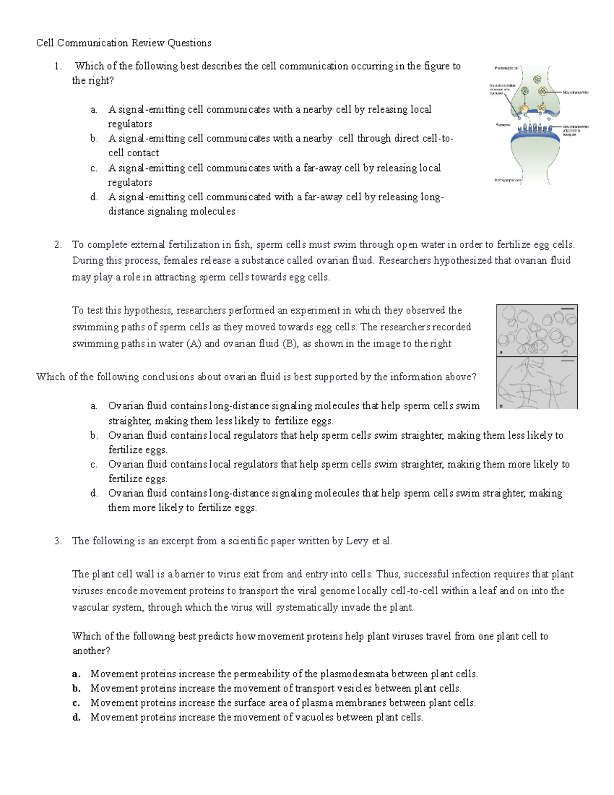 Cell Communication Review Questions and Answers - Studocu