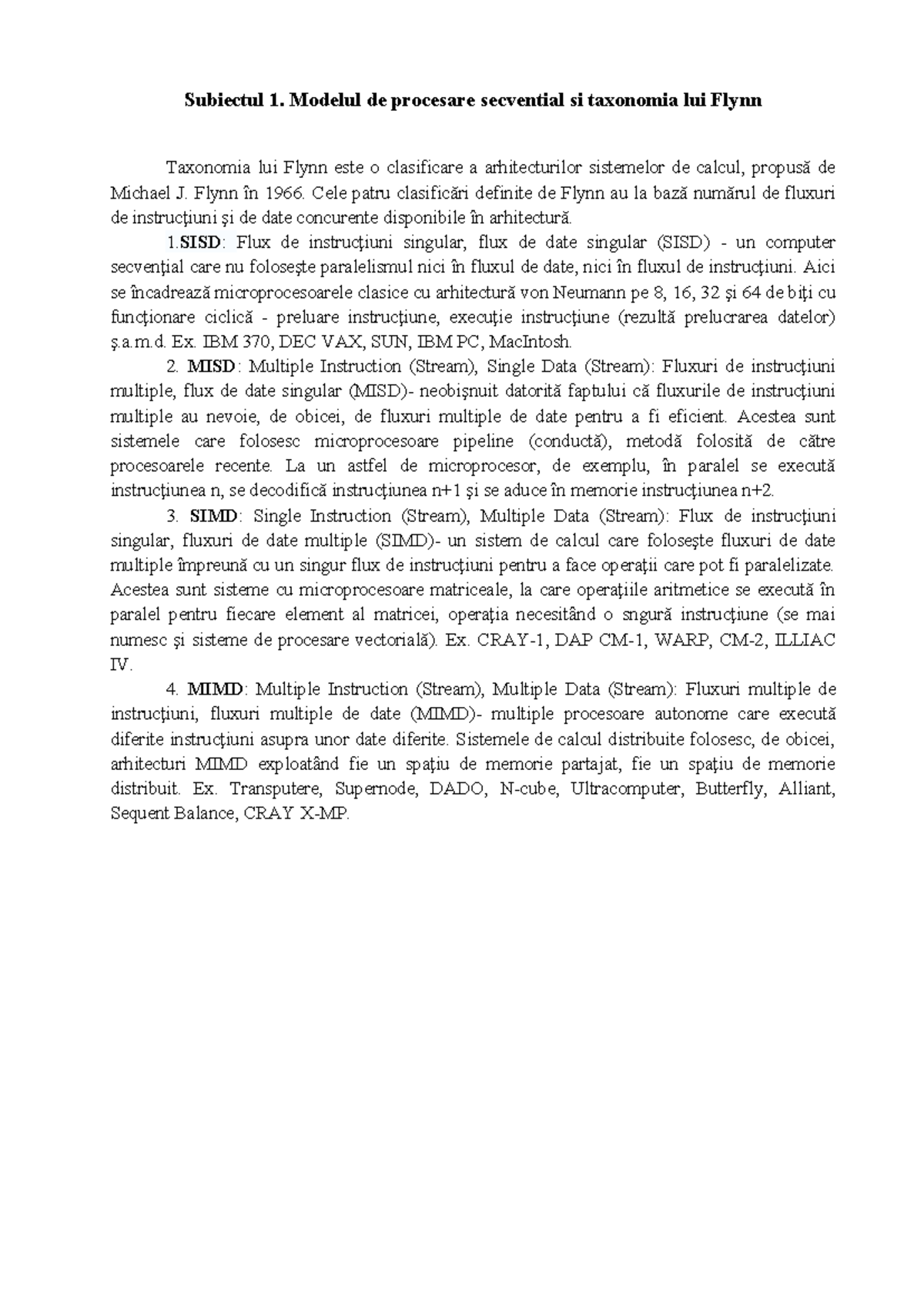 Rezumat Teorie BTI: Arhitecturi, Coduri și Funcții Logice - Studocu