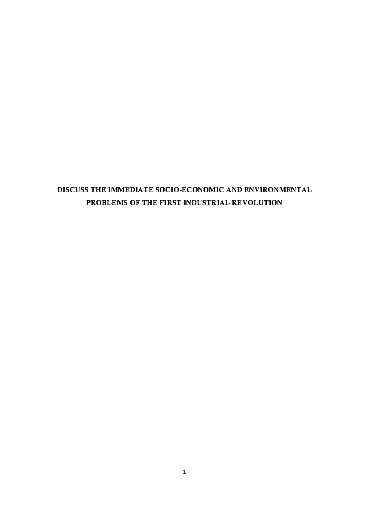 B - Environmental and Social Impacts of the First Industrial Revolution ...