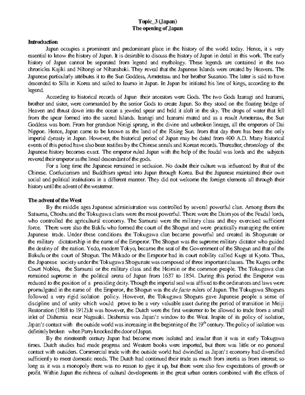 Japan's Historical Transformation: The Opening to the West (HIST 101 ...
