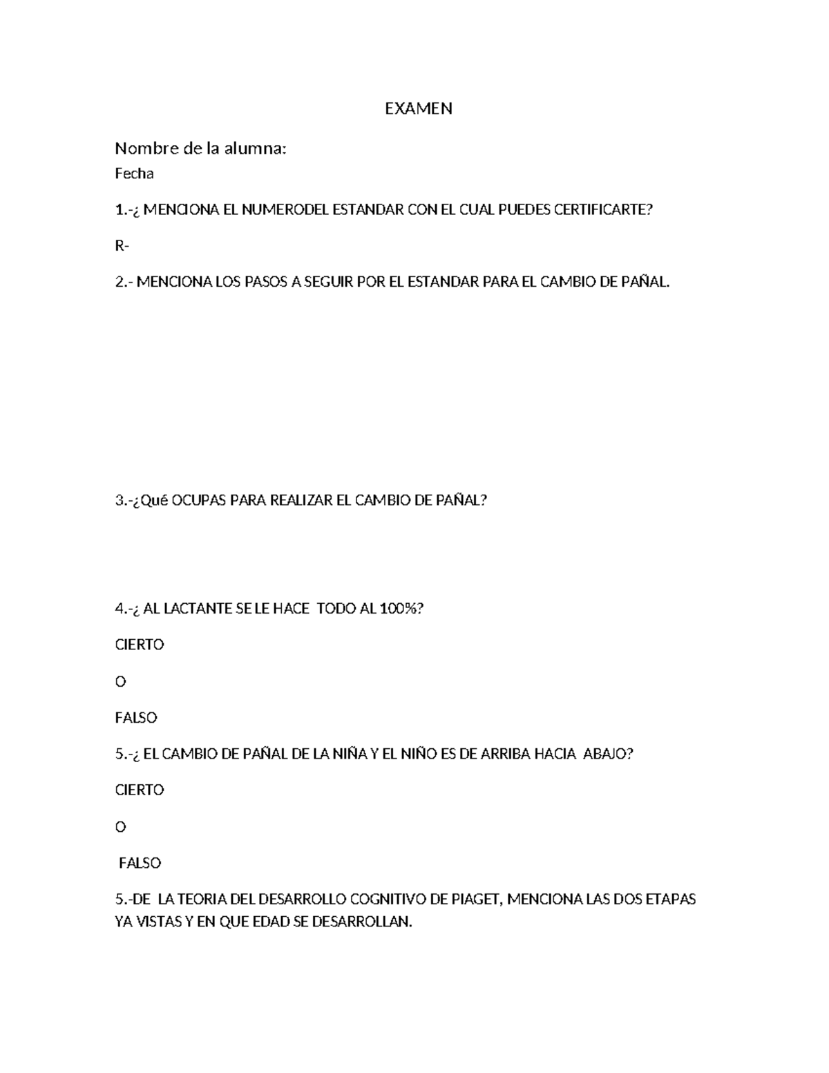 Examen de Asistente Educativo - Preguntas y Respuestas - Studocu