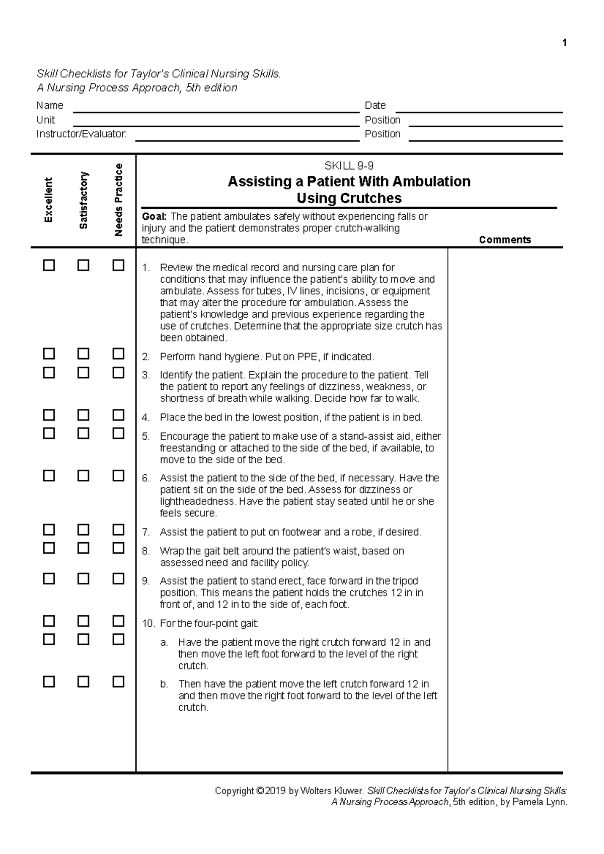 Skill 9-9 Assisting a Patient with Ambulation using Crutches - 1 Skill ...