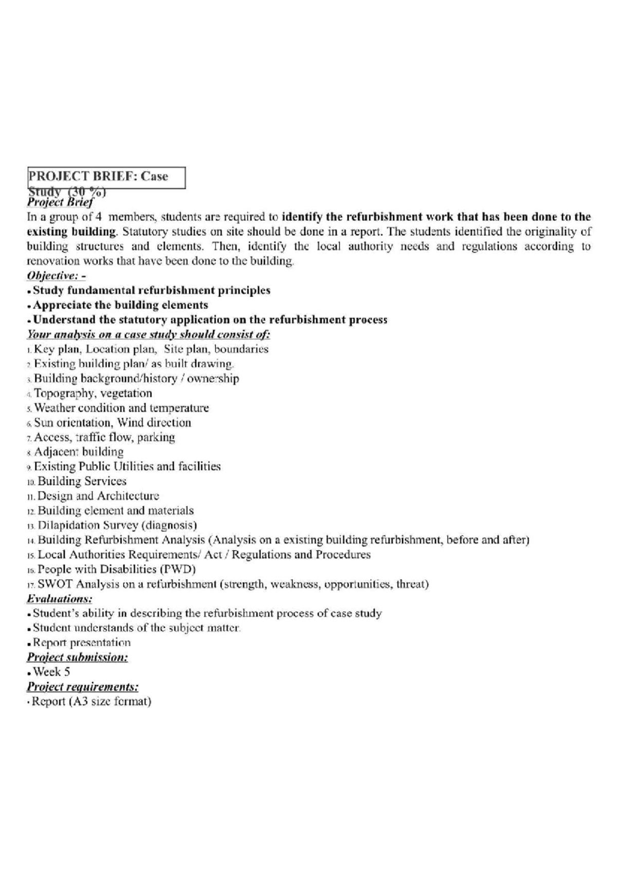BST 303: Project Brief on Building Refurbishment Case Study - Studocu