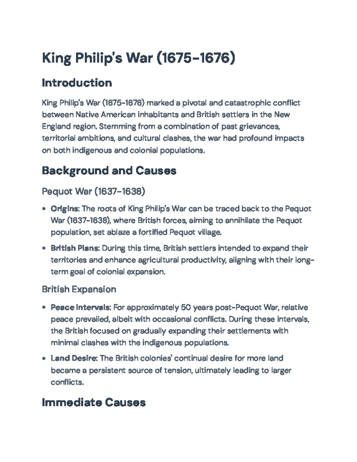 King Philip's War (1675-1676): Causes, Events, and Consequences - King ...