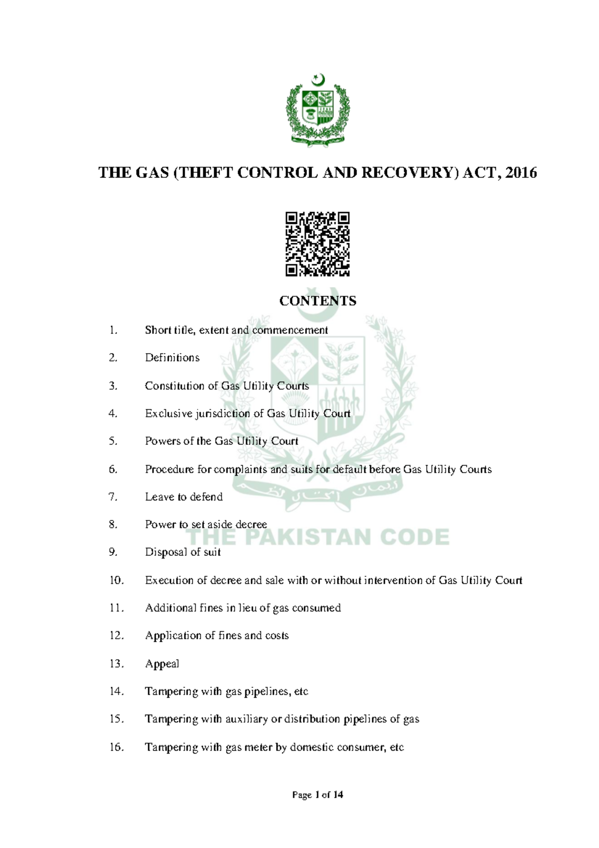 Gas (Theft Control and Recovery) Act, 2016: Comprehensive Overview ...