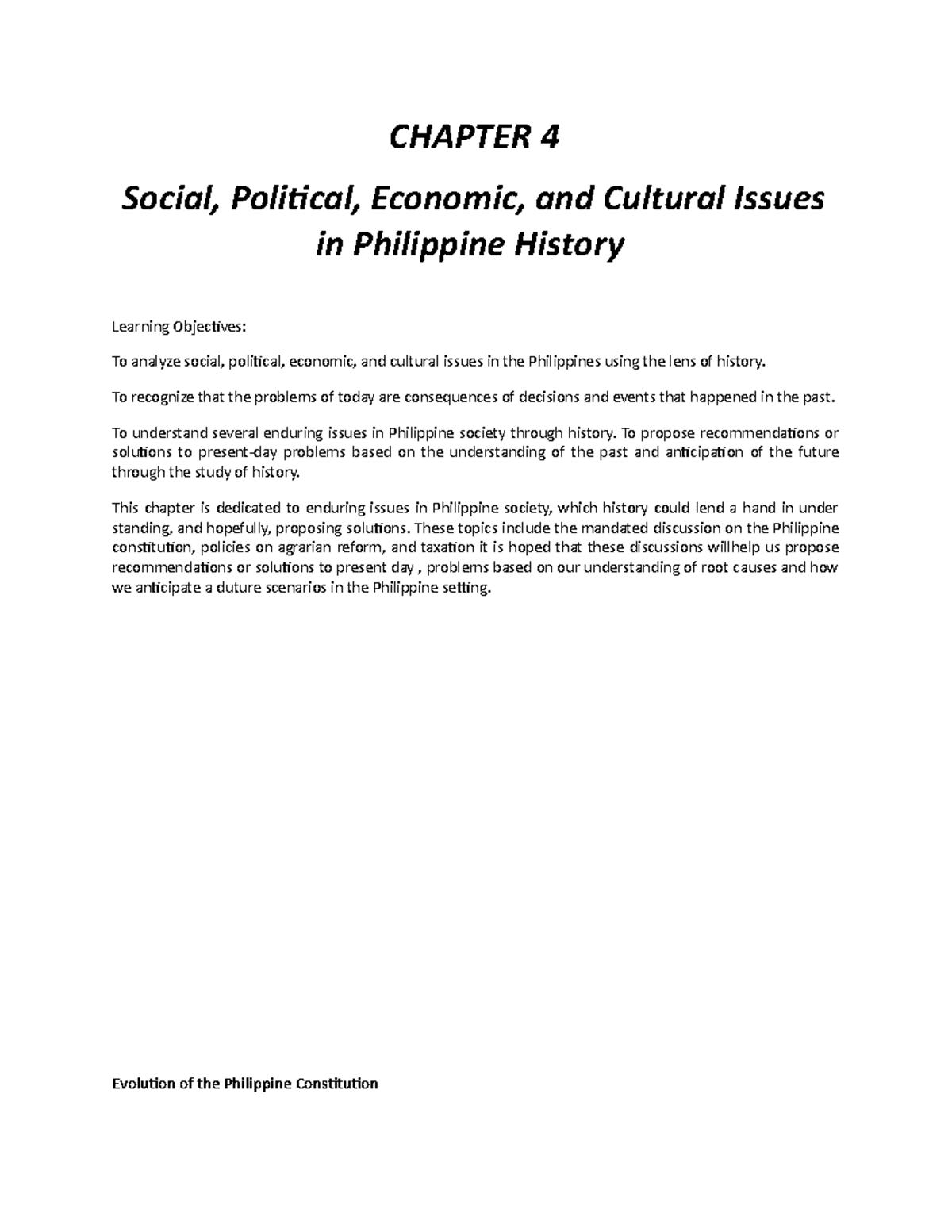 431964281 Chapter 4: Social, Political, and Economic Issues in PH ...