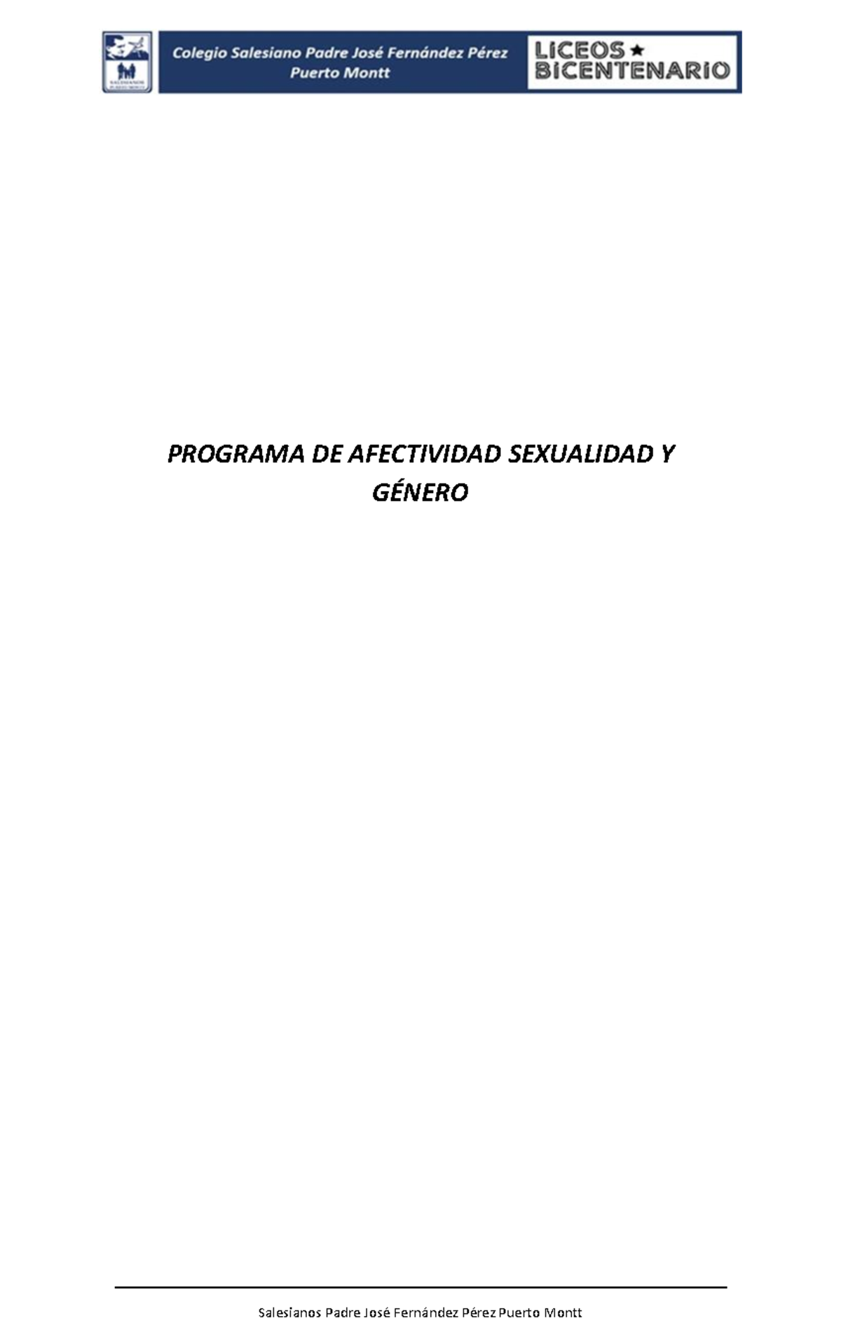 Plan de afectividad sexualidad y genero - PROGRAMA DE AFECTIVIDAD SEXUALIDAD Y GÉNERO 1.- - Studocu