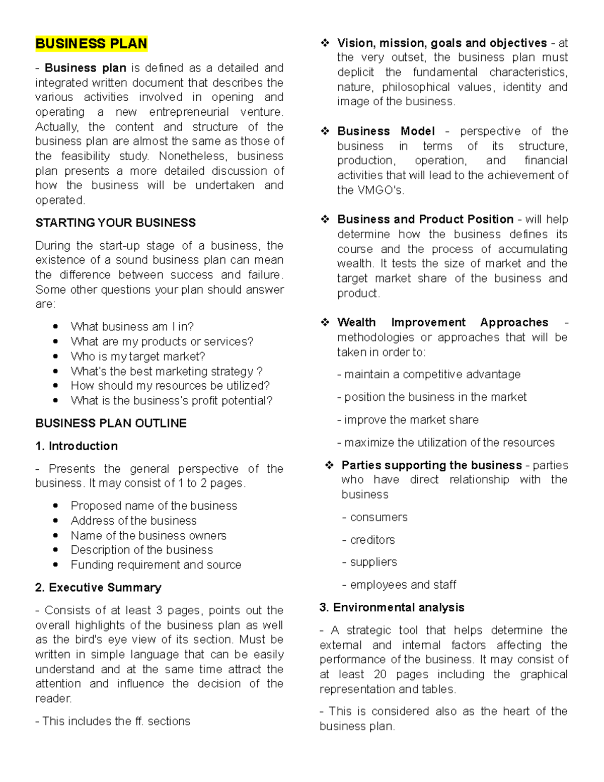 BUSINESS PLAN (ENTREP 101) - Comprehensive Guide to Starting Your ...