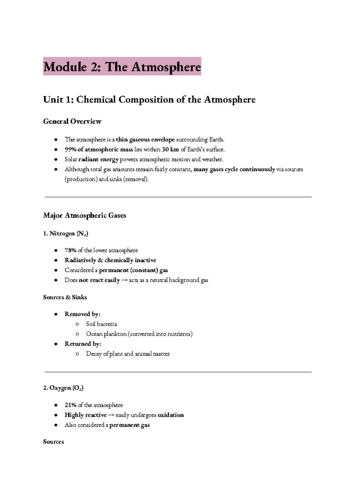 Enviro Sci Module 2: Overview of Atmospheric Composition & Structure ...