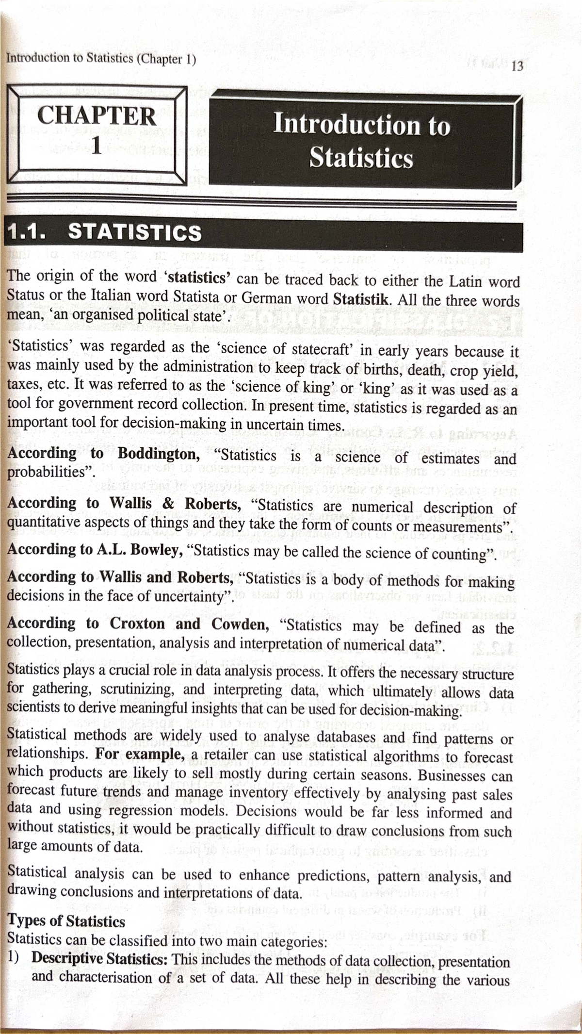 Introduction to Statistics (Chapter 1) - Key Concepts and ...