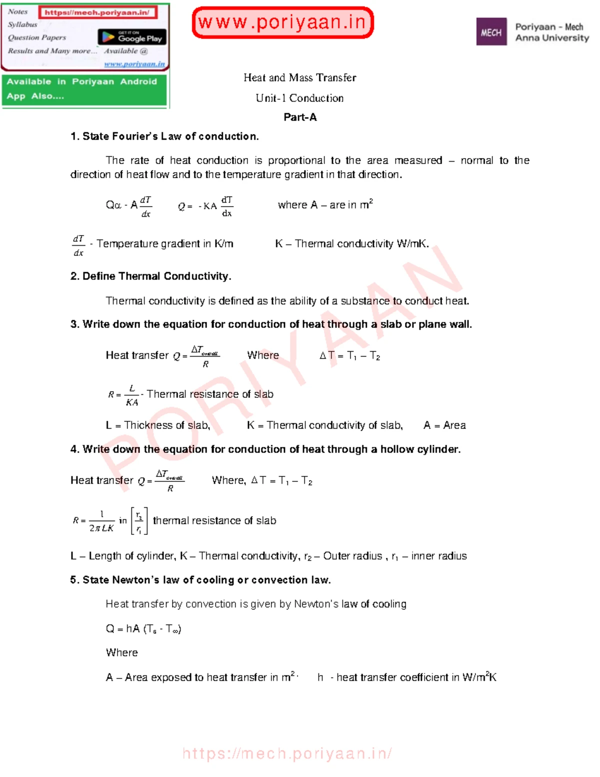 ME3691 Heat and Mass Transfer Reg 2021 Past Year Question Papers - Studocu