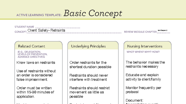 ACTIVE LEARNING TEMPLATE: Client Restraints CH 2 Review MH - Studocu