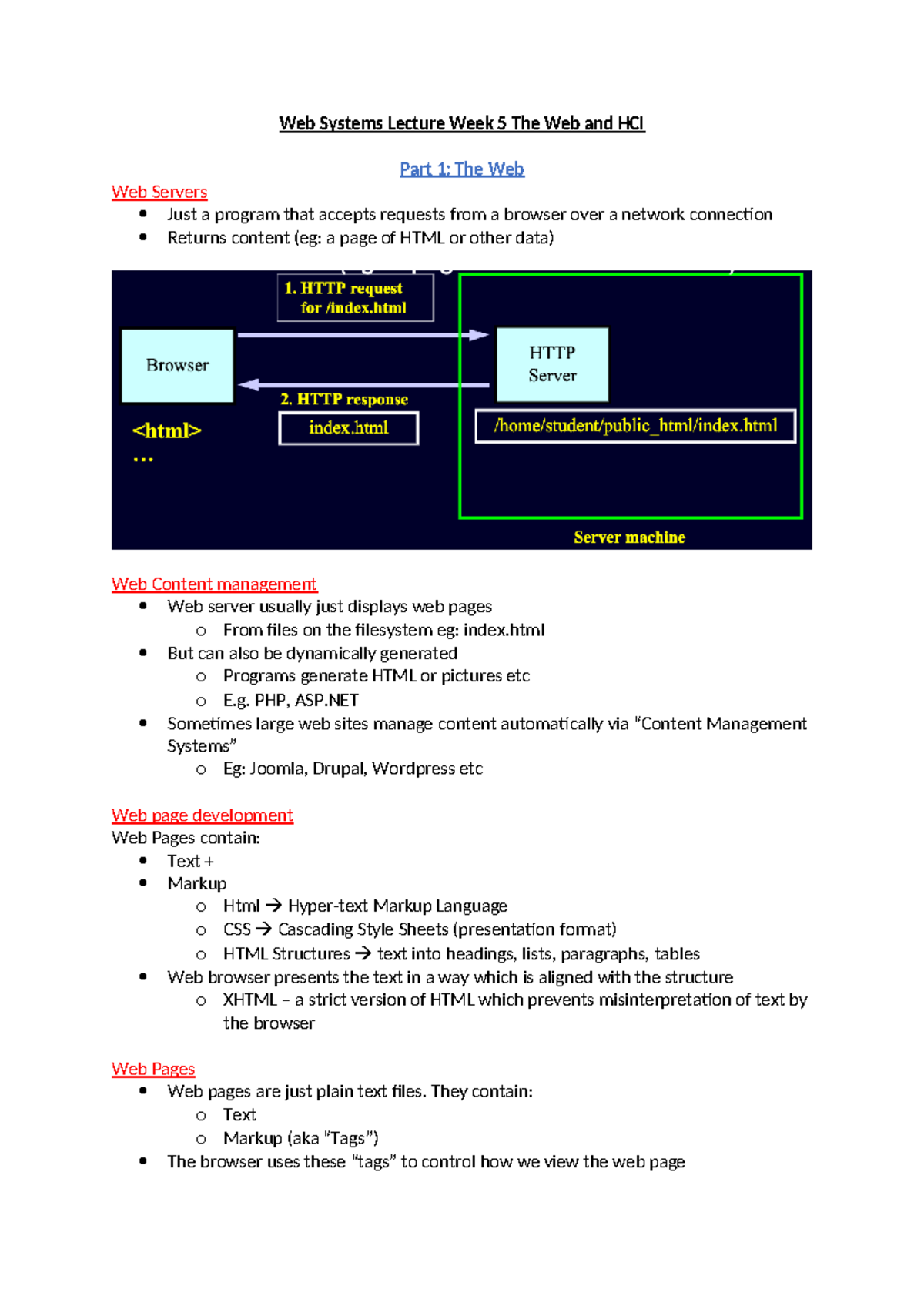 Web Systems Lecture Wk 5: The Web & HCI Overview - Studocu