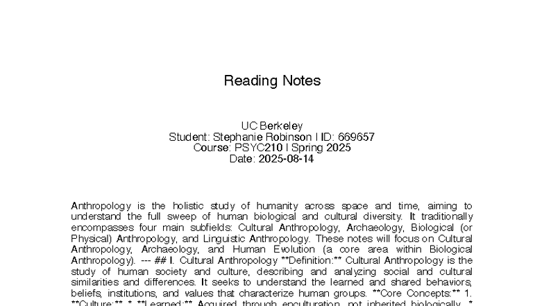 Study JO18BL 4869 - Reading Notes UC Berkeley Student: Stephanie ...