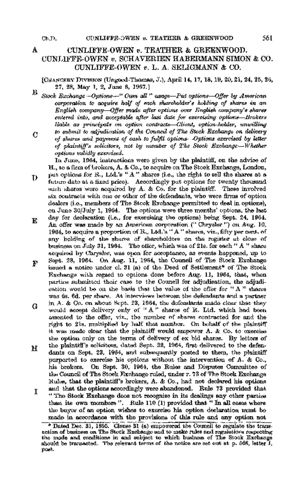 Cunliffe-Owen v. Teather Greenwood & Others: Stock Options Case Study ...